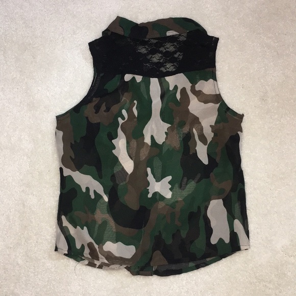 Wet Seal | Tops | Wet Seal Camo Lace Back Button Up | Poshmark